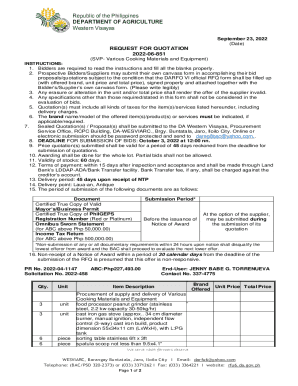 Fillable Online REQUEST FOR QUOTATION Procurement of Various ... Fax ...