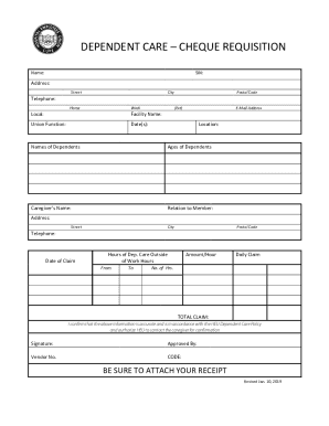 Fillable Online DEPENDENT CARECHEQUE REQUISITION Fax Email Print - pdfFiller