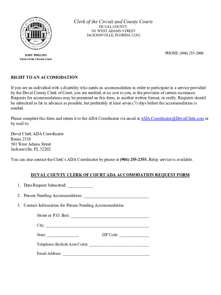 Fillable Online Clerk ADA Request Form Fax Email Print - pdfFiller