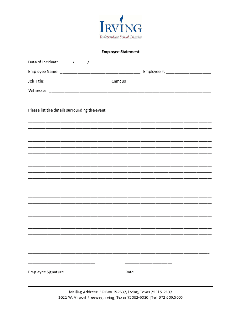 Fillable Online Employee's Statement of Injury or Illness Fax Email ...