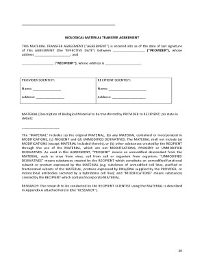 Fillable Online Material Transfer Agreement Page 1 - AIPLA Fax Email ...