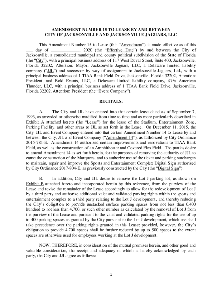 Fillable Online Amendments No. 1 to No. 15 to the Lease Agreement - SEC ...