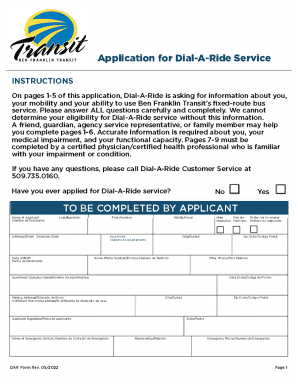 Fillable Online Dial-a-Ride Service ApplicationMetro Bus Fax Email ...