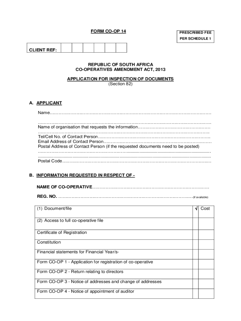 Fillable Online FORM CO-OP 14 CLIENT REF Fax Email Print - pdfFiller
