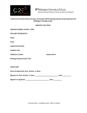 Fillable Online CRE2 Rotating Graduate Studio Application Cover Sheet ...