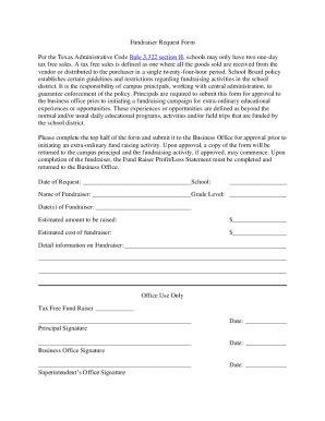 Fillable Online Fundraiser Request Form Per the Texas Administrative ...