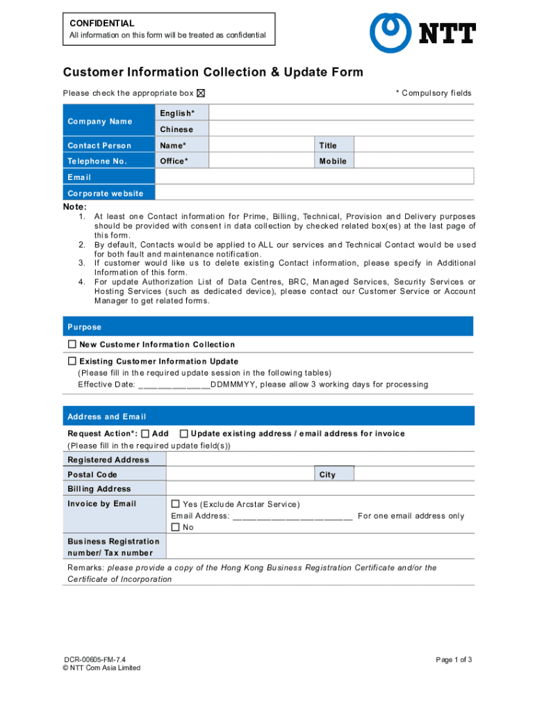 Fillable Online DCR-00605-FM-7.4 Customer Information Collection And Update Form Fax Email Print ...