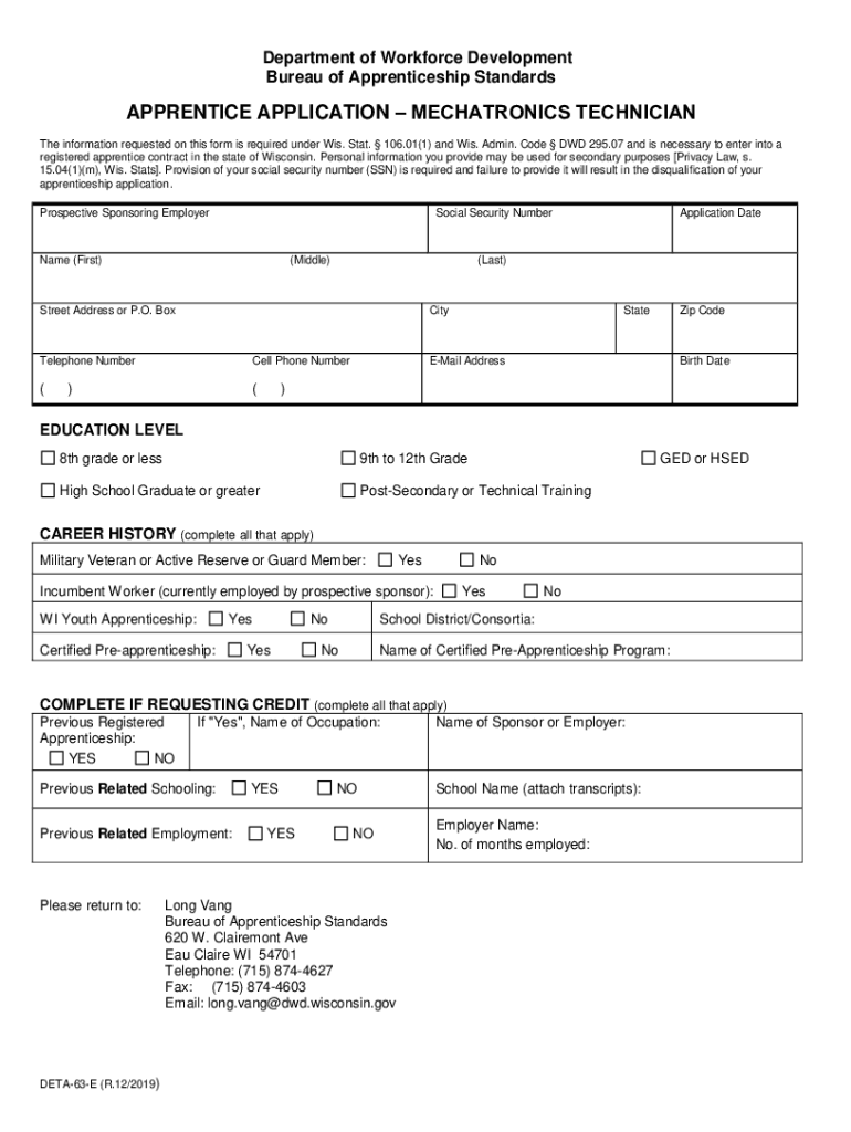 Fillable Online Wisconsin Apprenticeship A Different Kind of Classroom ...