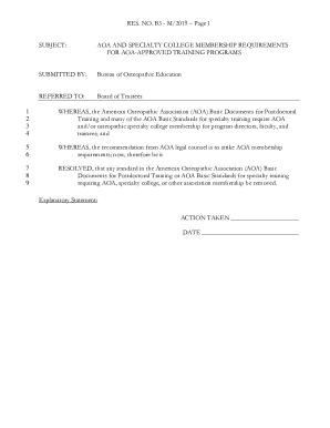 Fillable Online AOA membership and board certification of residency ...