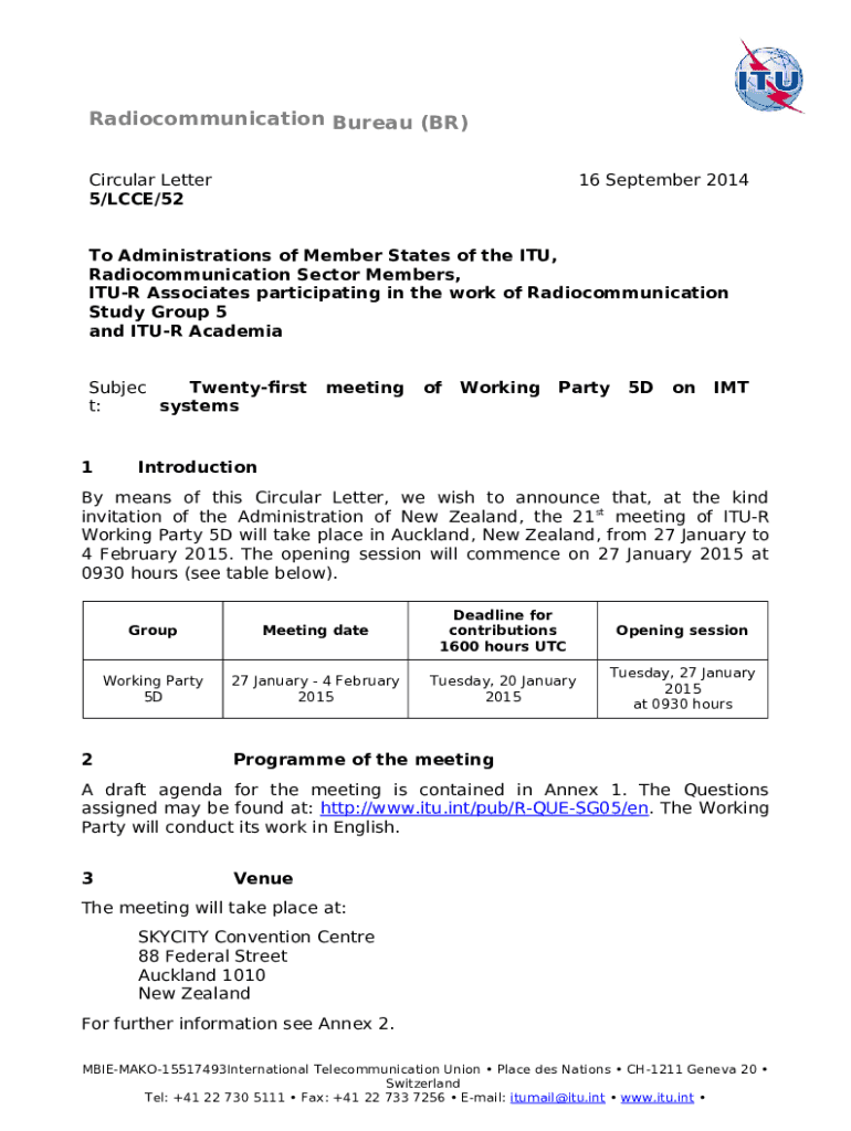 Radiocommunication Study Groups - ITU Doc Template | pdfFiller