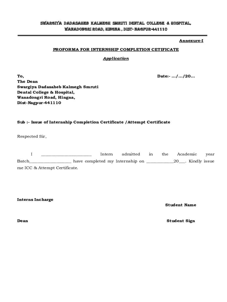 Fillable Online Swargiya Dadasaheb Kalmegh Smruti Dental College Fax ...