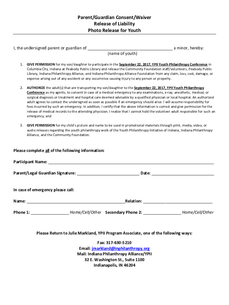 Fillable Online Parent/Guardian Consent/Waiver Fax Email Print - pdfFiller