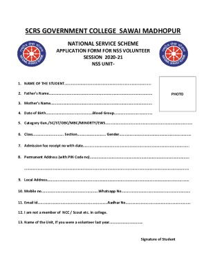 Fillable Online Nss Student Registration Form - Fill Online, Printable ...