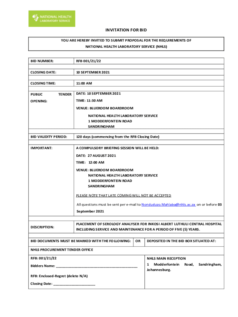 Fillable Online Placement of serology analyser for Inkosi Albert Luthuli central ... Fax Email ...