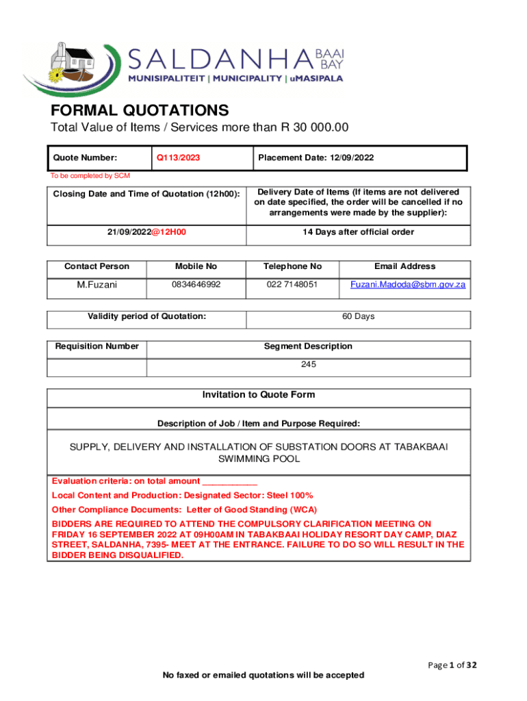 Fillable Online sbm gov SUPPLY, DELIVERY AND INSTALLATION OF SUBSTATION ...