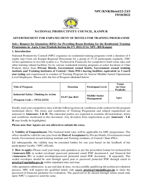 Fillable Online npcindia gov NPC/KNR/Hotel/22-23/3 Fax Email Print - pdfFiller