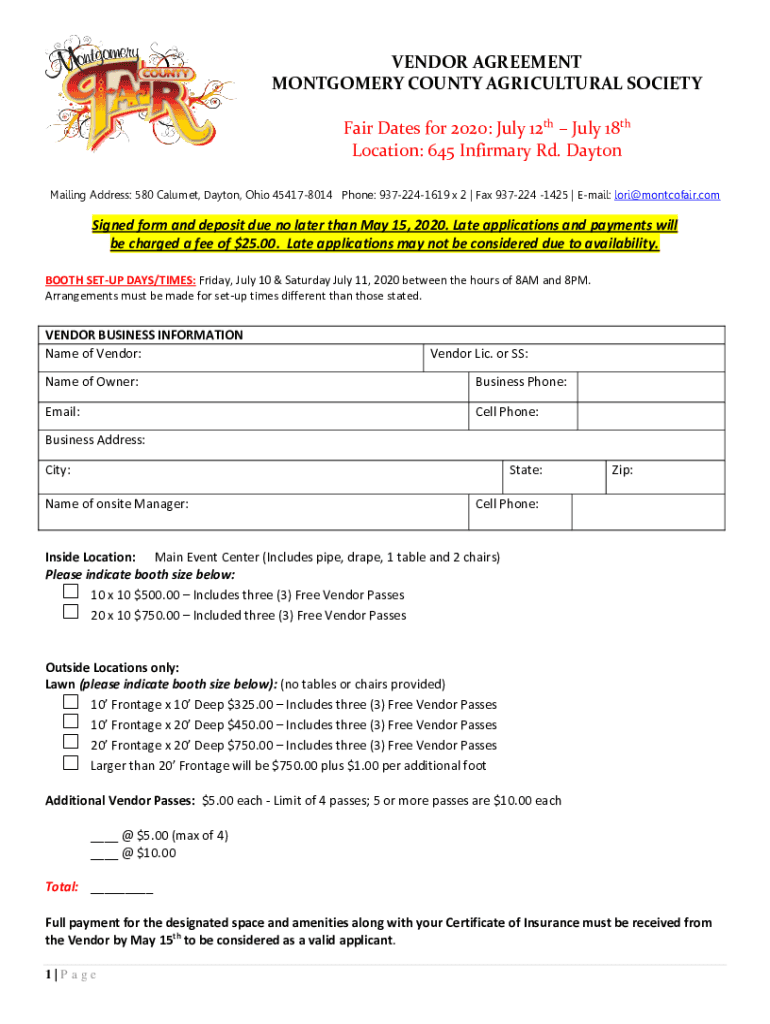 Fillable Online VENDOR AGREEMENT MONTGOMERY COUNTY ... Fax Email Print - pdfFiller