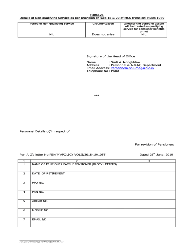 Fillable Online Form 21 - Details of Non-qualifying Service.pdf Fax ...