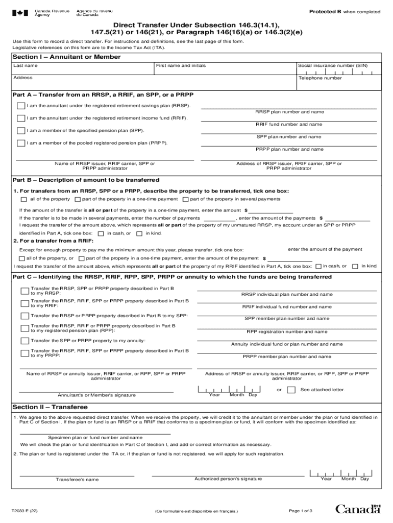 2022-2025 Form Canada T2033 E Fill Online, Printable, Fillable, Blank ...