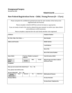 Fillable Online New Patient Registration Form - Your Kid's Urgent Care Fax Email Print - pdfFiller