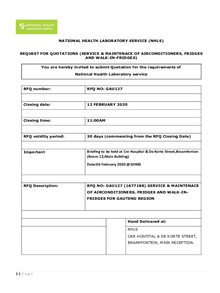 Fillable Online national health laboratory service (nhls) request for ...