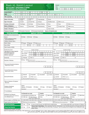 Fillable Online Account Opening Form - Bank Al Habib Fax Email Print ...