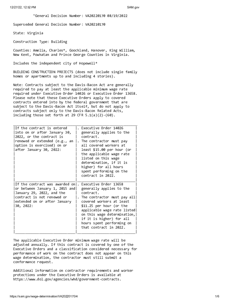 Fillable Online Wage Determinations Davis-Bacon Act WD # MO20220001 Fax ...