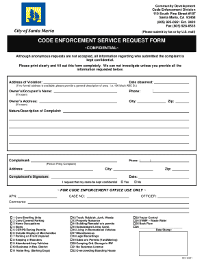 Completable En línea Code Enforcement Service Request Form City of ...