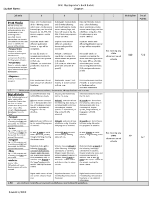 Fillable Online Ohio FFA Secretary's Book Rubric Student Name Fax Email ...