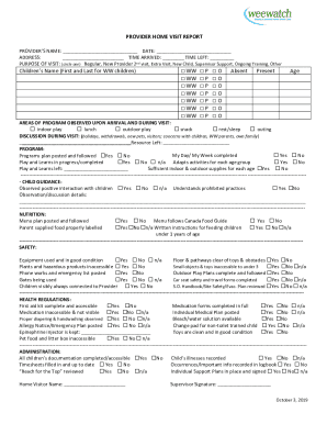 Fillable Online Provider Home Visit Report - Wee Watch Fax Email Print ...