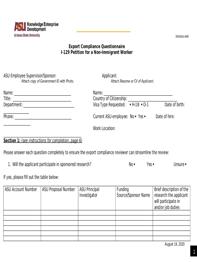 Export Compliance Questionnaire I-129 Petition for a Non ... Doc ...