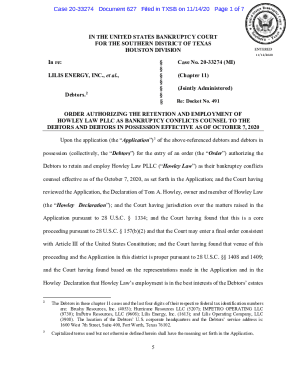 Fillable Online Case 20-33274 Document 627 Filed in TXSB on 11 ...