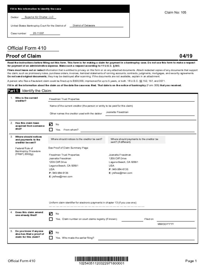 Fillable Online Proof of Claim (Official Form 410) - Richter.ca Fax ...