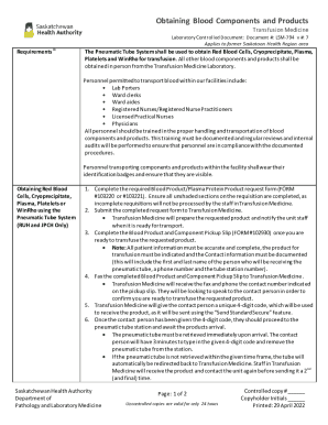 Fillable Online Transfusion of Blood Components and Blood Products ...