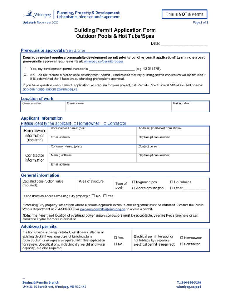 Fillable Online Outdoor Pools & Hot Tubs/Spas Building Permit ...
