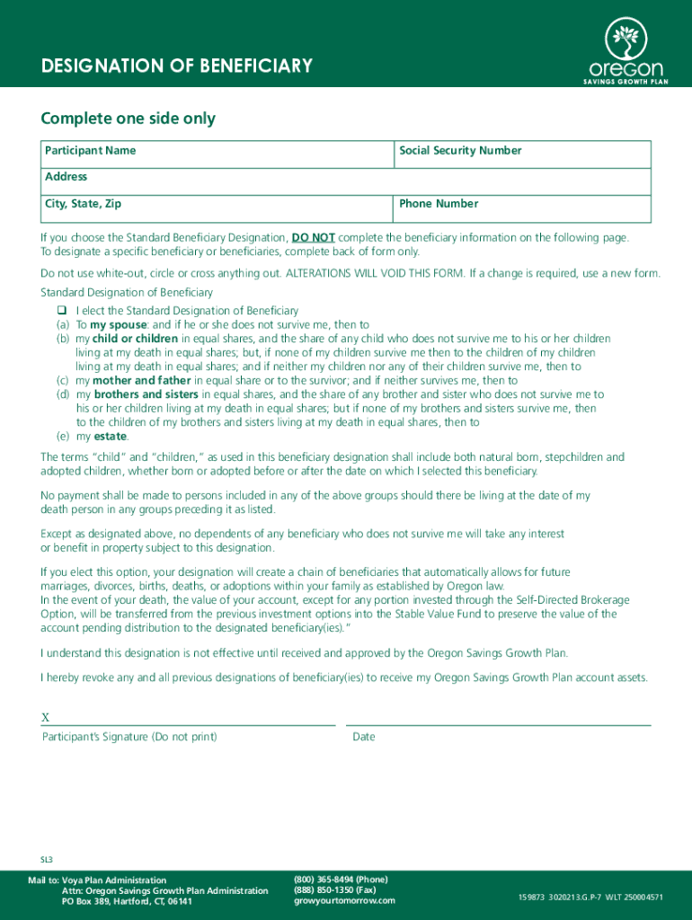 Fillable Online HOW TO FILL OUT THE "DESIGNATION OF BENEFICIARY ... Fax ...