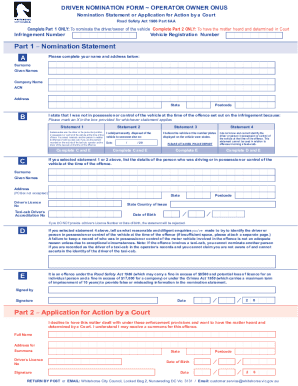 Fillable Online Nomination Statement or Application for Action by a ...
