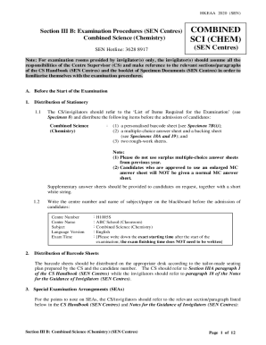 Fillable Online Combined Science (Chemistry) (SEN Centres) Fax Email ...