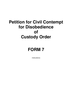 Fillable Online Petition for Civil Contempt for Disobedience of Custody ...