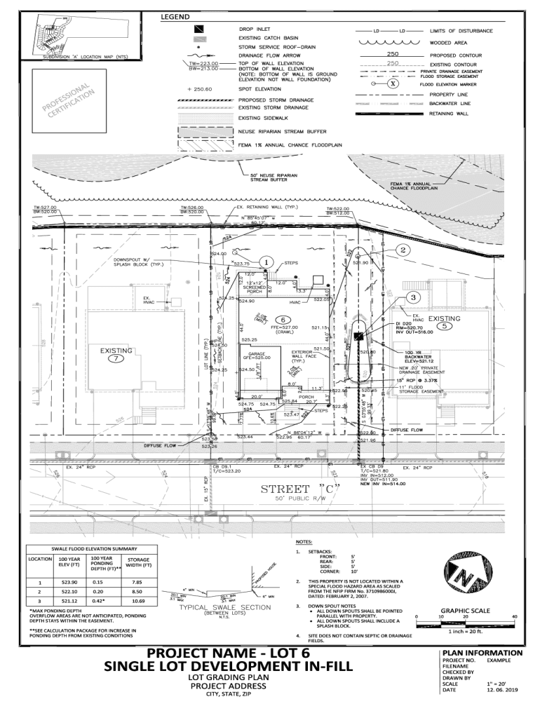 Fillable Online Single Lot Infill Development Sample Plan - One ...
