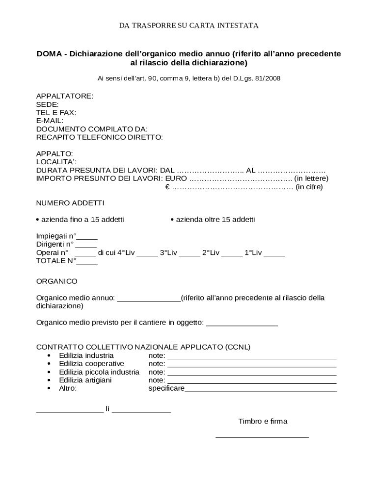 Mod IMP 1 Dichiarazione Art 90 Comma 9 Lettera B Del D Lgs Doc
