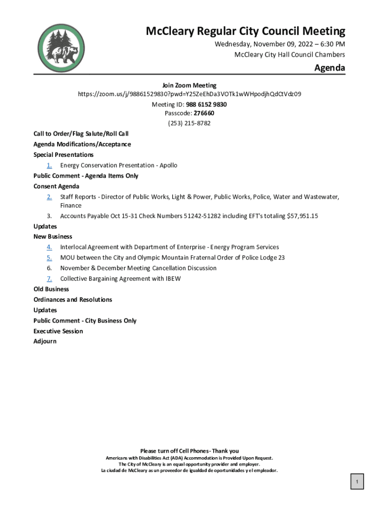 Fillable Online 6:00 p.m. Virtual Participation In respo - City of ...