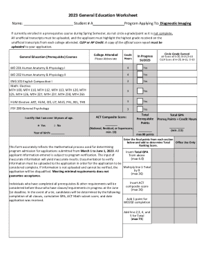 Fillable Online 2023 General Education Worksheet - Wallace State Fax ...