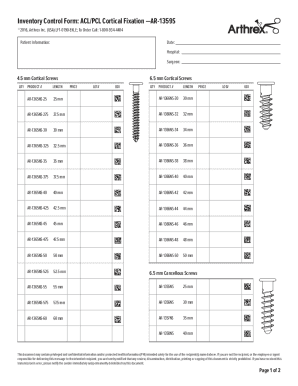 Fillable Online Inventory Control Form: 3.5 mm Fracture Plates and ...