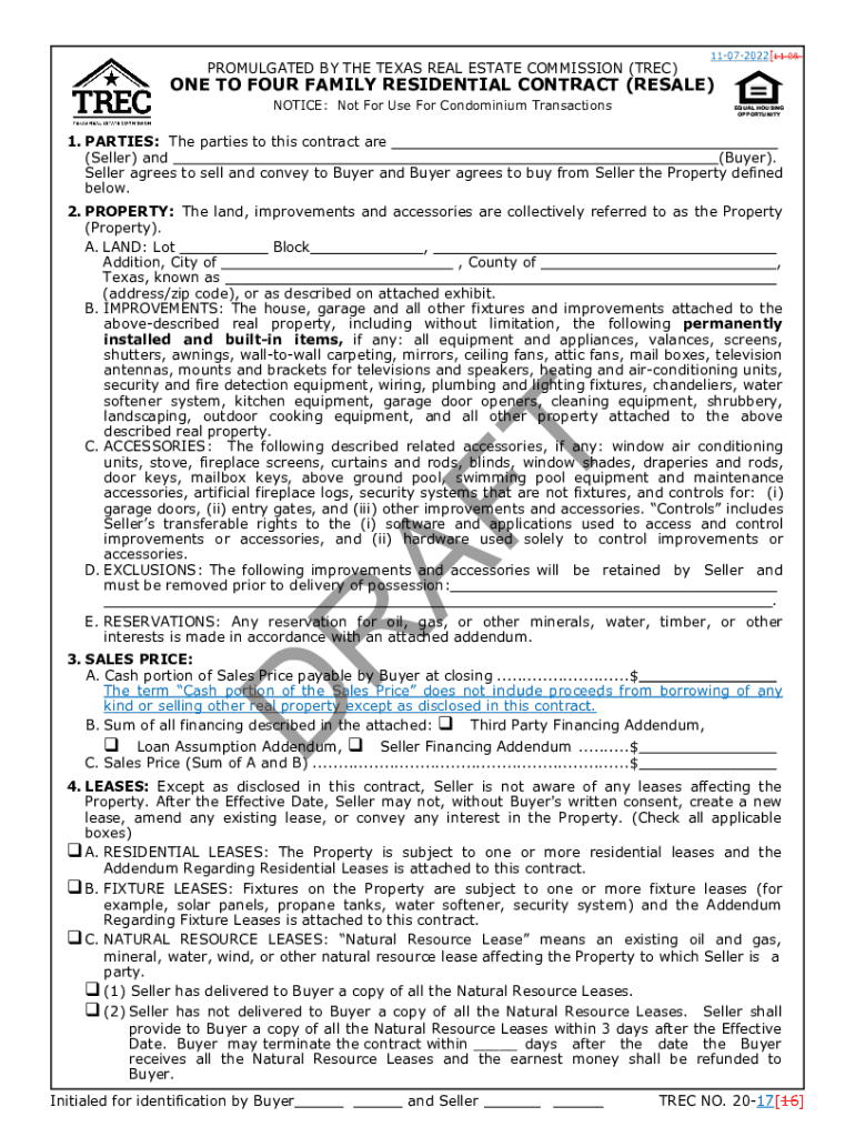 Fillable Online 2021-2023 Form TREC 20-7 Fill Online, Printable ...