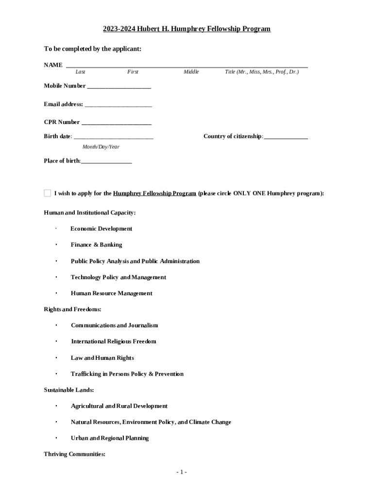 humphrey fellowship program application - Bio-Sheet A Doc Template ...