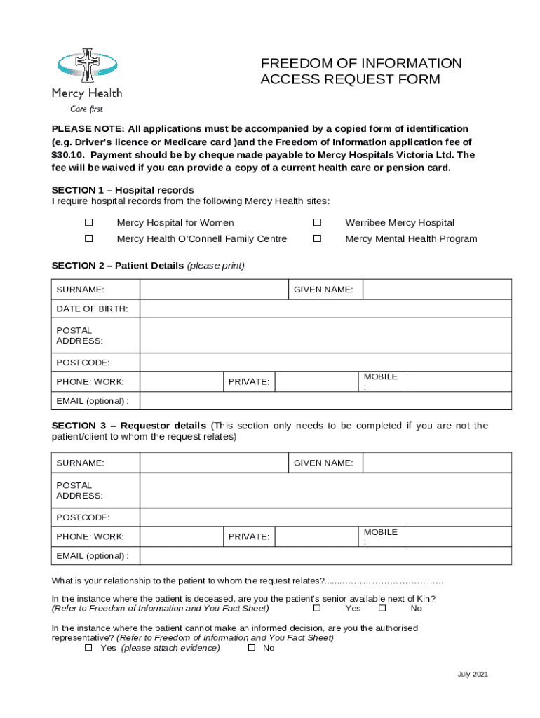 FREEDOM OF INATION ACCESS REQUEST Doc Template | pdfFiller