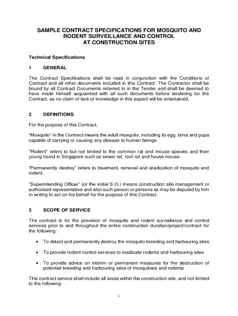Fillable Online SAMPLE CONTRACT SPECIFICATIONS FOR MOSQUITO ... Fax ...