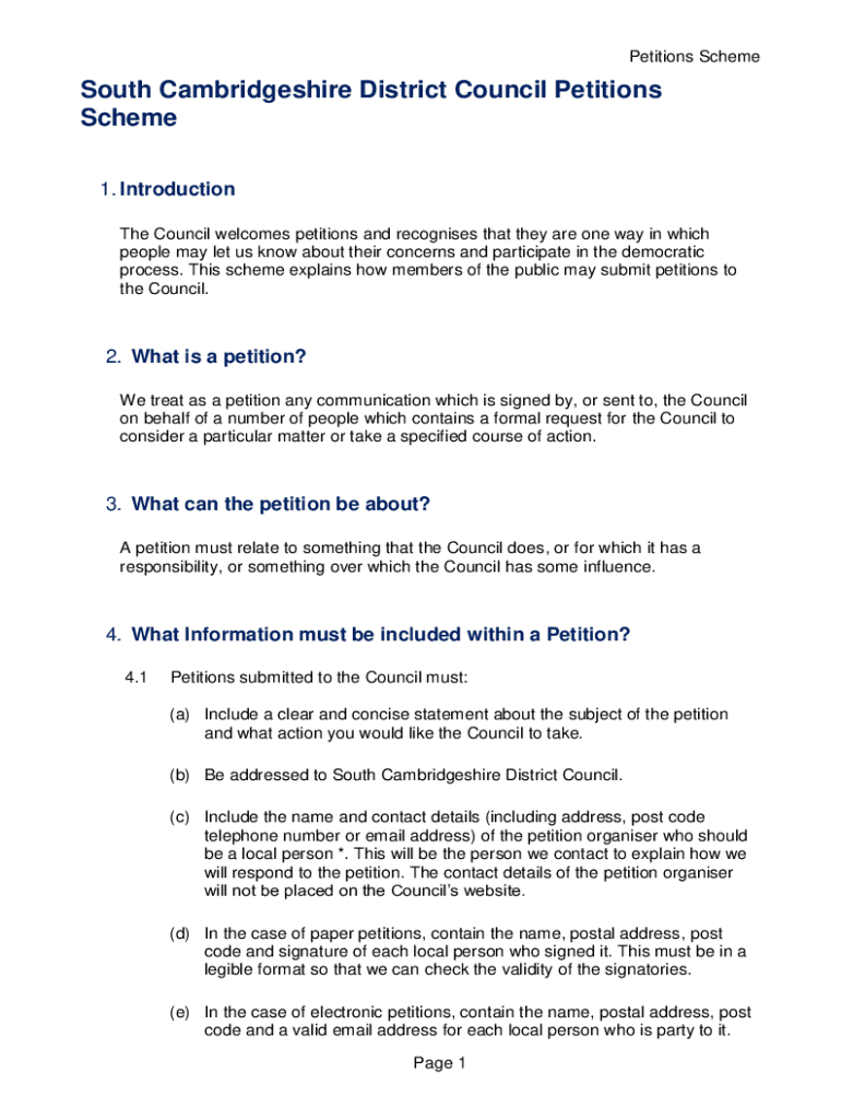 Fillable Online scambs moderngov co Scheme for the receipt of petitions Fax Email Print - pdfFiller