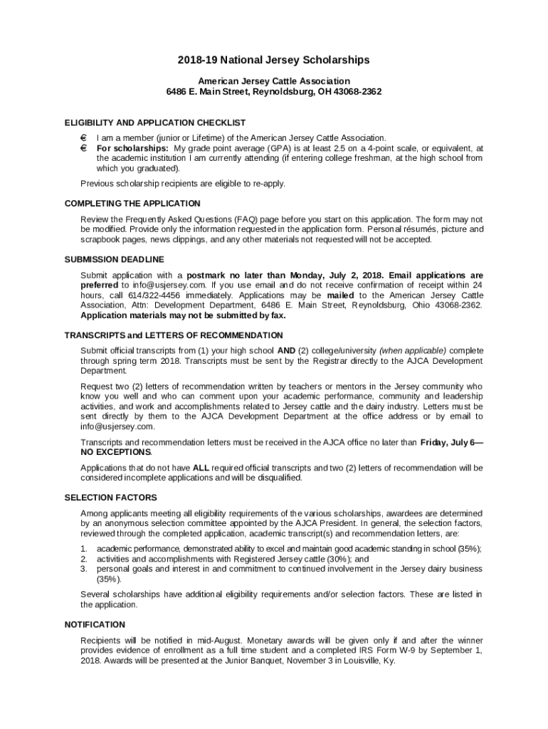 Application for the National Jersey Scholarships - StudyLib Doc Template | pdfFiller